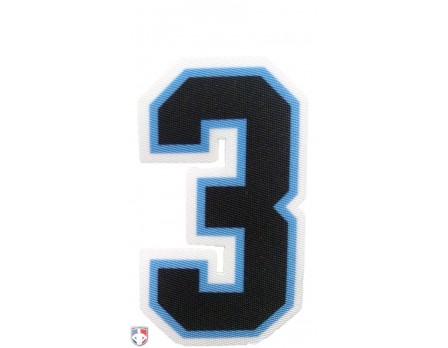 3" Black on Light Blue on White Precision-Cut Number | Ump Attire