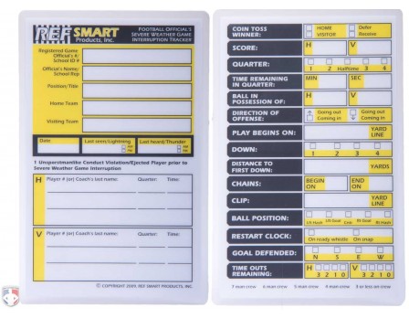 RefSmart Football Referee Severe Weather Restart Card | Ump Attire
