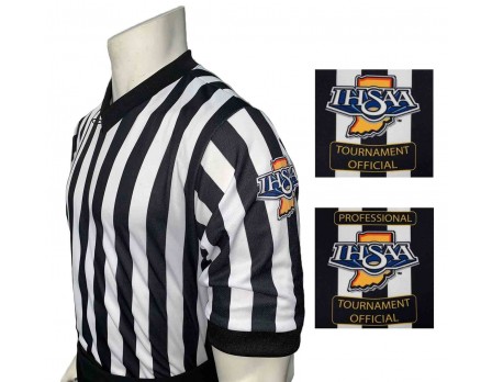 Indiana (IHSAA) 1" Stripe Body Flex Men's V-Neck Referee Shirt | Ump Attire