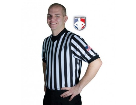 Smitty Dye Sublimated 1" Stripe V-Neck Referee Shirt with USA FLAG ...