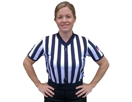 Smitty Women's 1" Stripe Body Flex V-Neck Referee Shirt with USA Flag ...